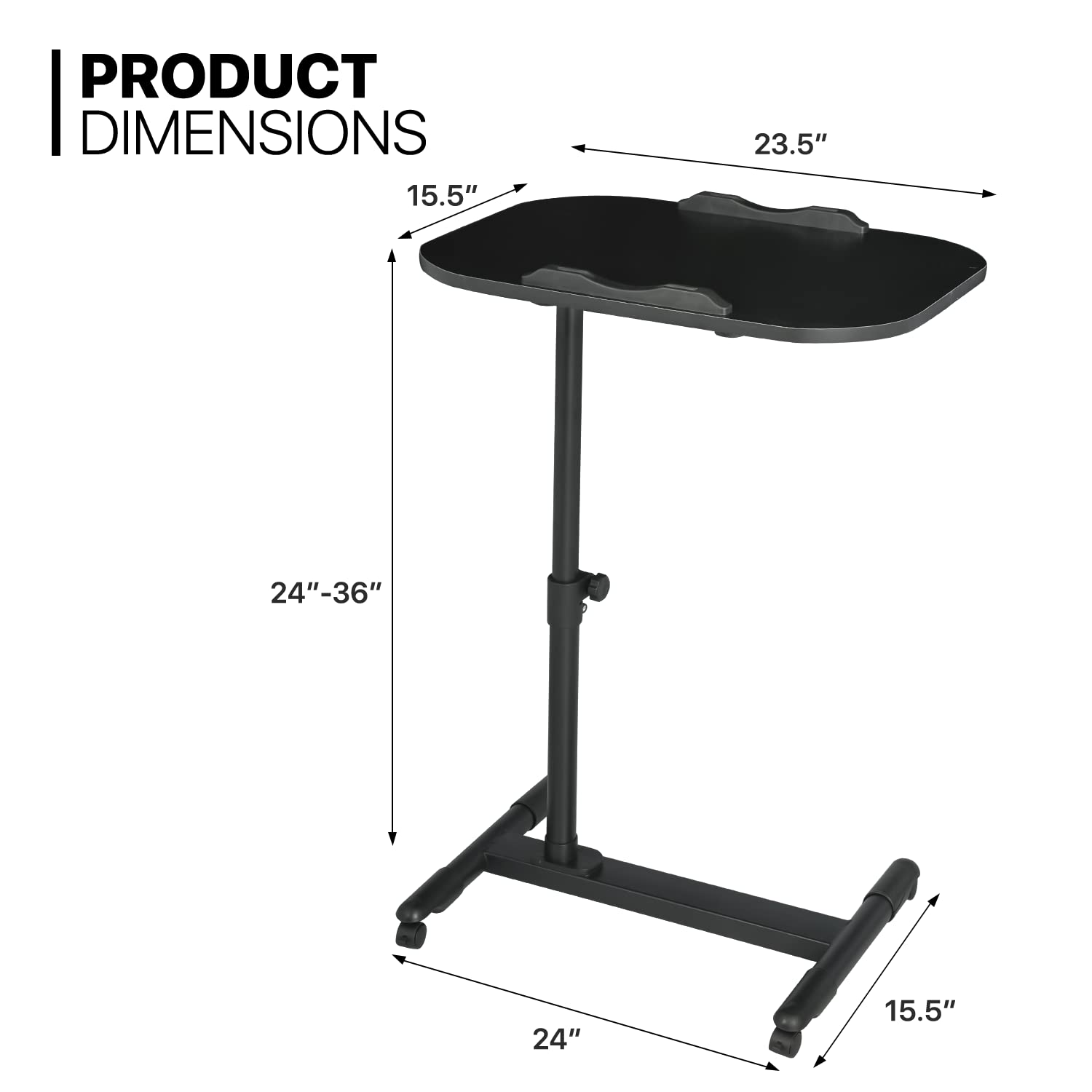 MoNiBloom Rolling Mobile Standing Desk 360° Rotatable Panel Adjustable Height 59''-89'' Portable Overbed Laptop Sofa Table Cart with Wheels for Offices Home Medical, Black
