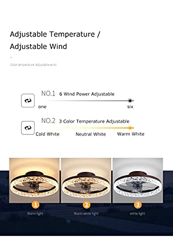 AAXYZX 50CM Modern LED Ceiling Fan Lights European-Style Simple Invisible Bedroom Dining Room Living Room Fan Lamps 3 Color Changeable,Luxury Lamp