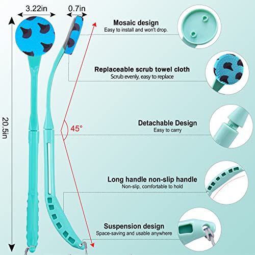 Back Brush Long Handle for Shower, 20.5β Bath Brush, Back Scrubber, Shower Body Brush with Curved Handle for Elderly Disabled, Limited Mobility, Frozen Shoulder,Men and Women