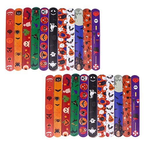 ibasenice 216 pcs Favors Props Slap Random Wrist Decors Wristbands Bracelets Spider Decors, Decorative Prop Kids Supplies Ghost for Photo Halloween Party Circle Snap Print Bands Novelty