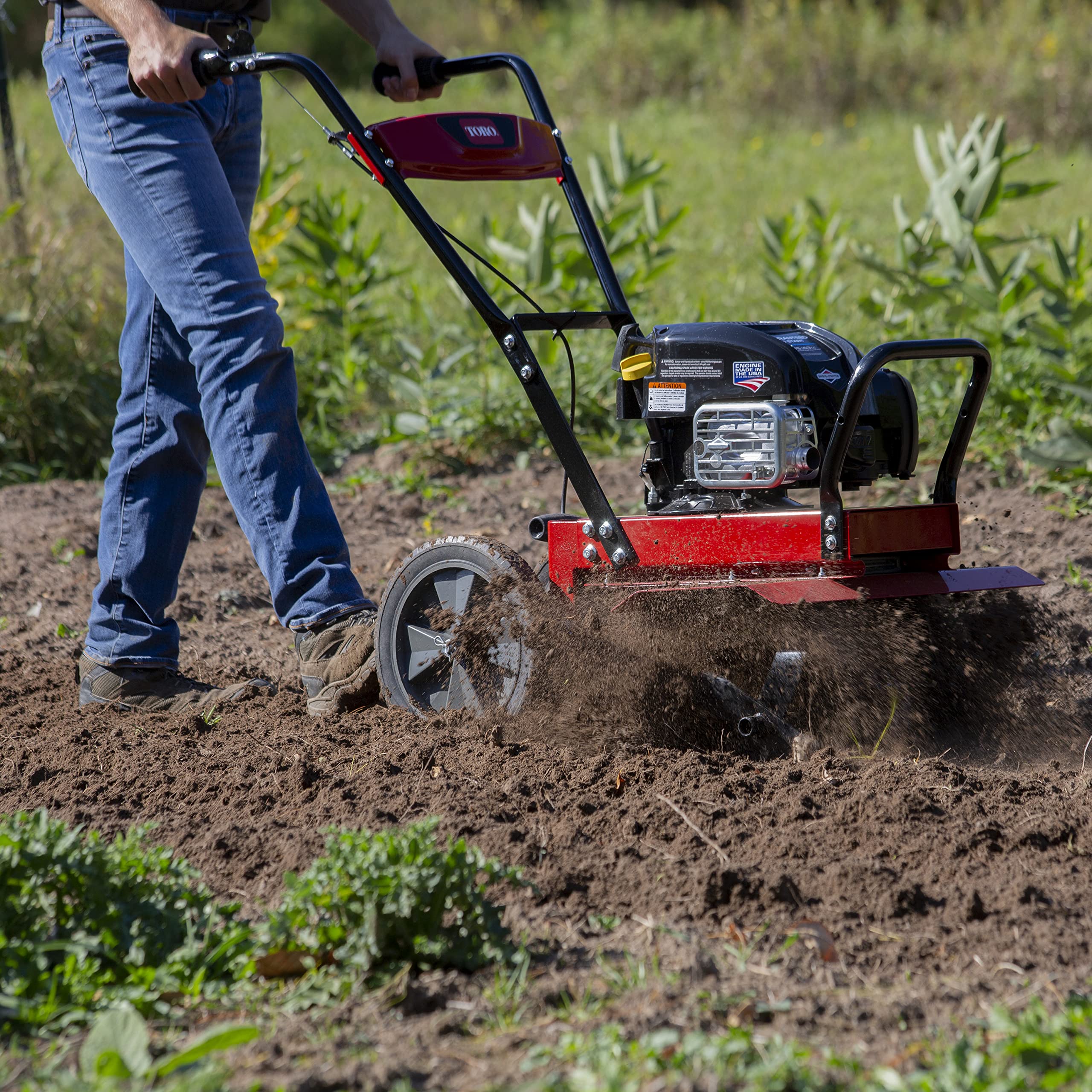 Toro Full Size Front Tine Tiller, 163cc Briggs & Stratton 4-Cycle Engine, Adjustable Tilling Width Up to 21", Variable Wheel Settings, Model Number: 58602