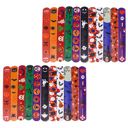 ibasenice 216 pcs Favors Props Slap Random Wrist Decors Wristbands Bracelets Spider Decors, Decorative Prop Kids Supplies Ghost for Photo Halloween Party Circle Snap Print Bands Novelty