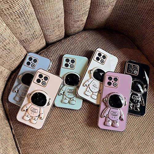for Oneplus 10T Case,Oneplus 10T 5G Phone Case Hidden Astronaut Stand,Plating Glitter Soft TPU Folding Bracket Kickstand with Camera Cover Protection for 1+ 10T for Women Girls Pink