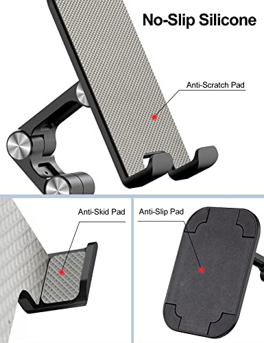 OCYCLONE Cell Phone Stand, iPad Stand, Adjustable Height and Angle Phone Stand for Desk, Foldable Phone Holder, Taller iPhone Stand Compatible for 4-11 Inch All Mobile Phone/iPad/Tablet - Black