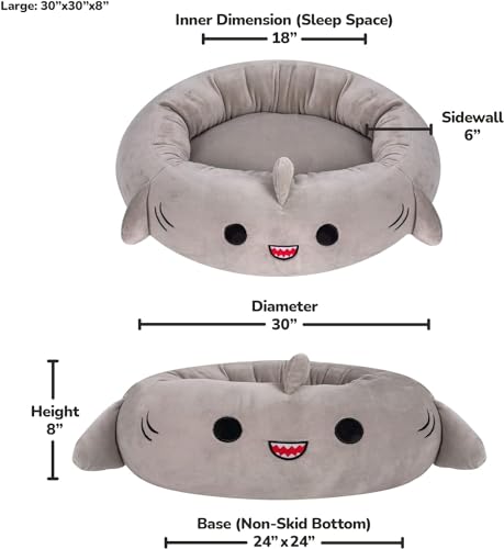 Squishmallows 24-Inch Gordon Shark Pet Bed - Medium Ultrasoft Official Squishmallows Plush Pet Bed