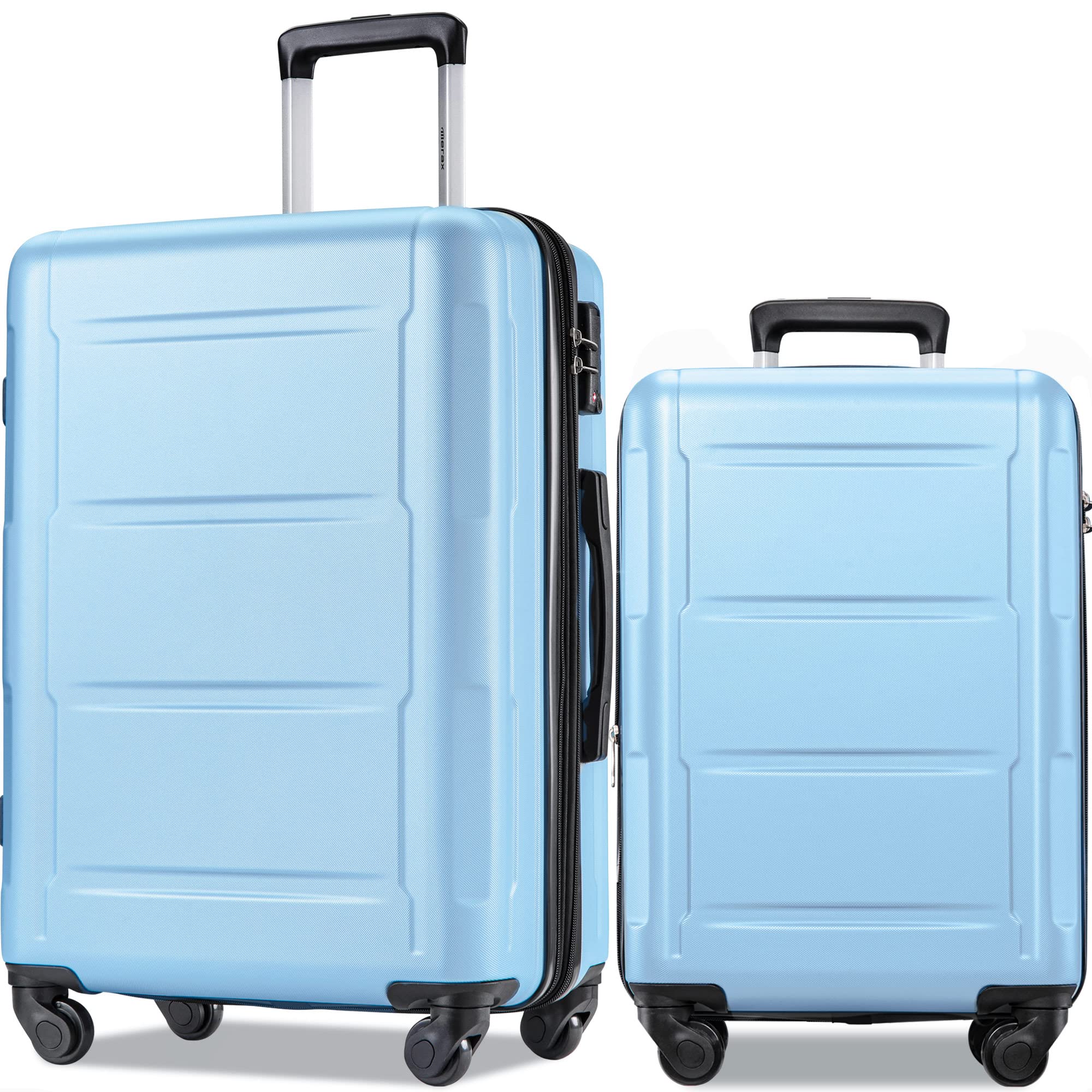 Merax Luggage Sets 2 piece Carry on Luggage Suitcase Sets of 2, Hard Case Luggage Expandable with Spinner Wheels (Baby Blue 2-Piece (20/28))
