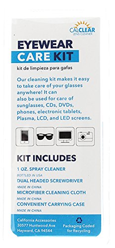 Eyeglass Cleaning & Repair Kit; 1oz Bottle Cleaning Spray, Microfiber Cleaning Cloth, Keychain Screwdriver, Pink