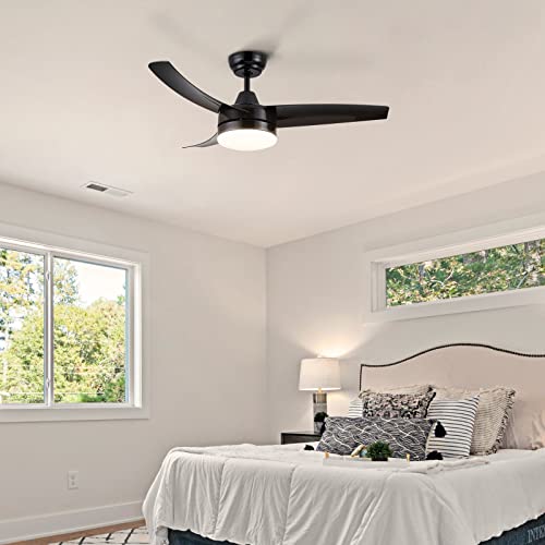 Wellspeed Ceiling Fans with Lights, Black Ceiling Fan, 42 Inch Modern Ceiling Fan with Remote Control,Adjustable Light and Dark, for Bedroom, Living Room, Patios