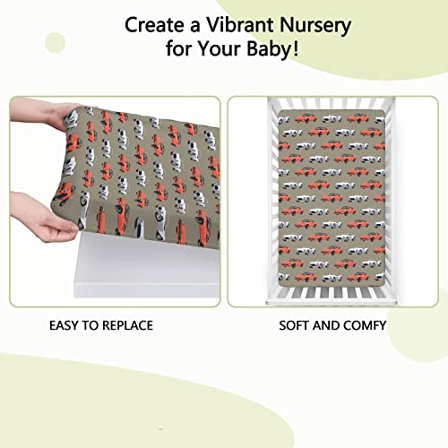 Cars Themed Fitted Crib Sheet,Standard Crib Mattress Fitted Sheet Soft & Stretchy Fitted Crib Sheet-Baby Sheet for Boys Girls, 28β x52β,Multicolor