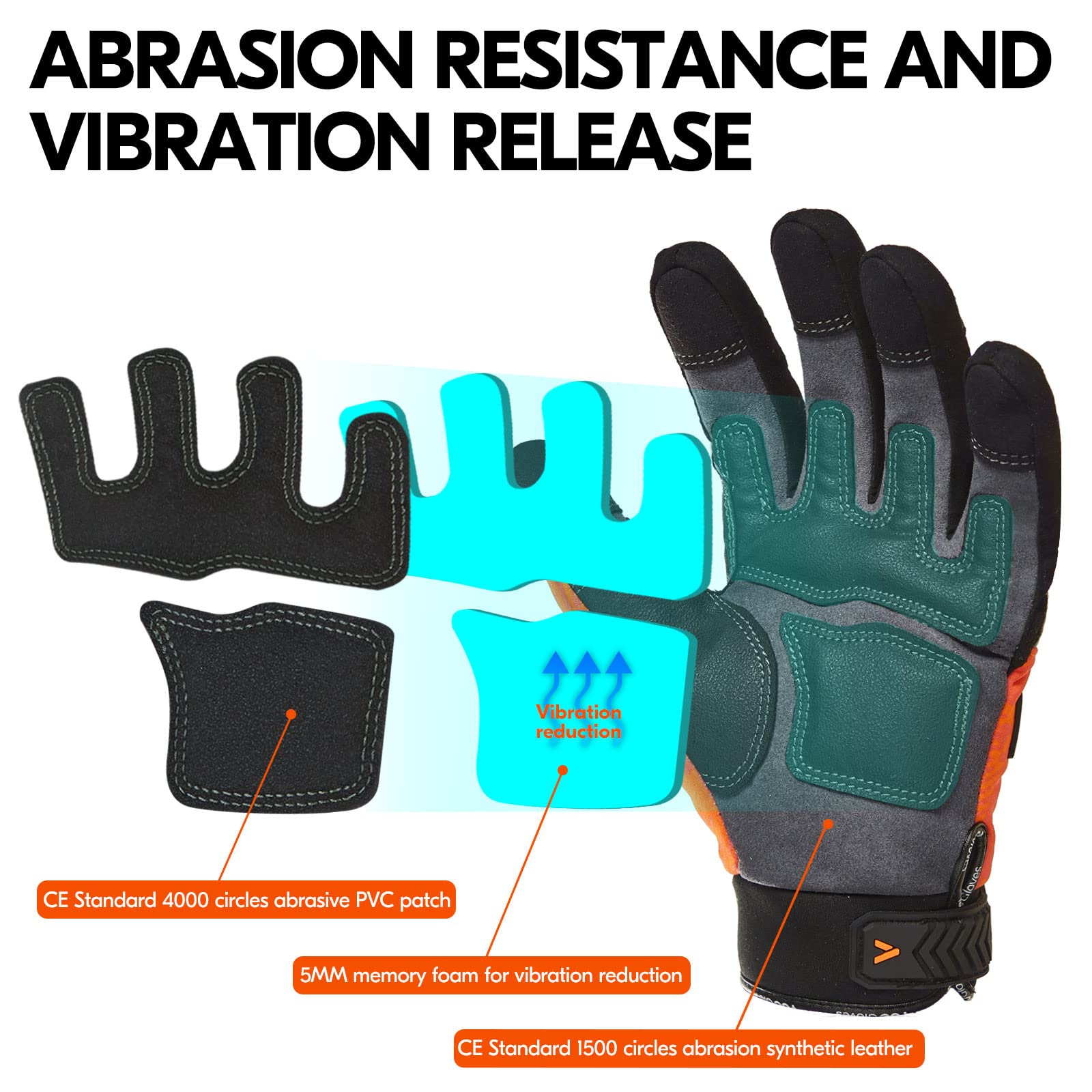 Vgo... 0°C/32°F Winter 3M Thinsulate Lined Work Gloves,Waterproof Work Gloves,Cold Storage,Freezer Use(M,Orange,SL7716FW)