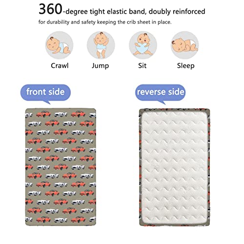 Cars Themed Fitted Crib Sheet,Standard Crib Mattress Fitted Sheet Soft & Stretchy Fitted Crib Sheet-Baby Sheet for Boys Girls, 28β x52β,Multicolor