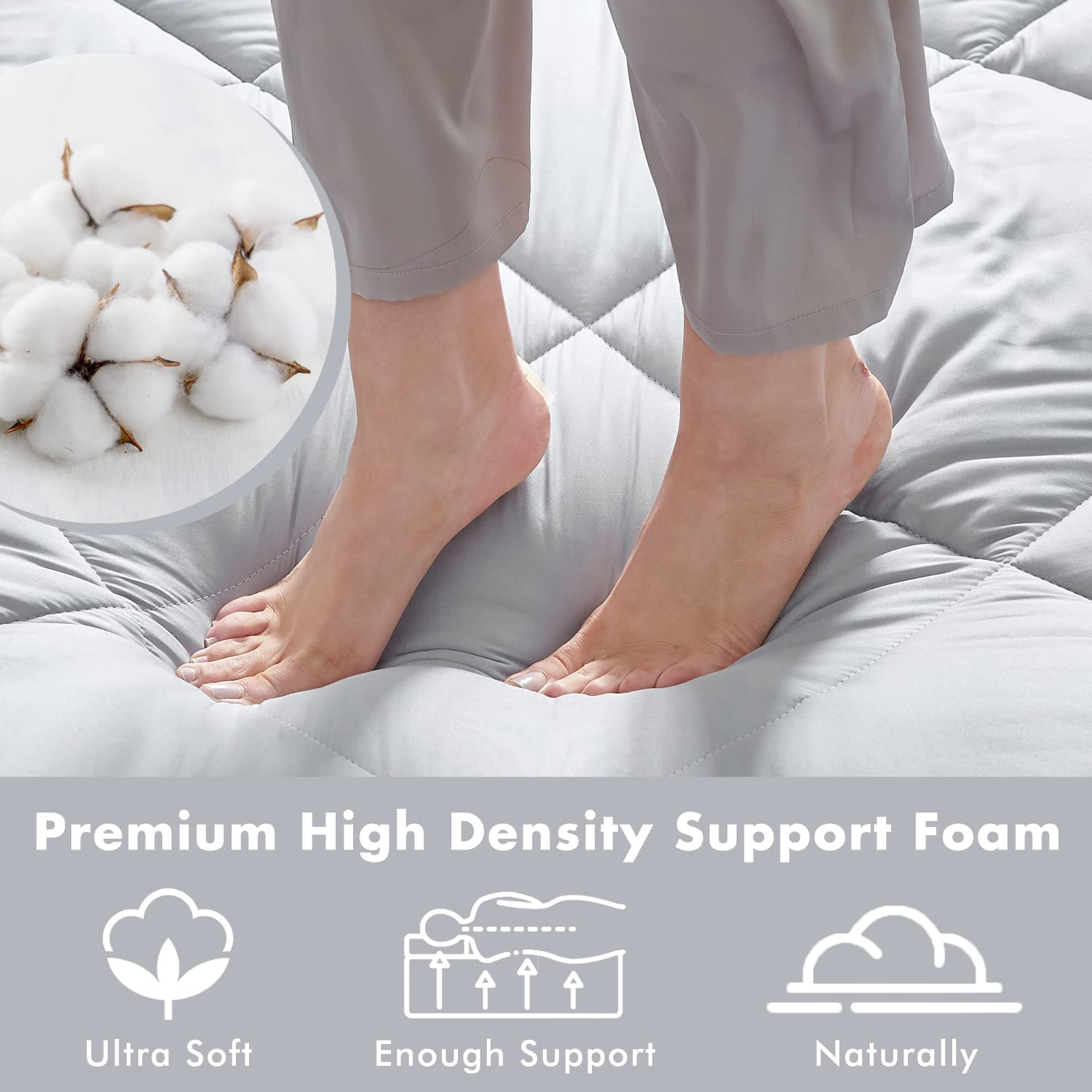 Heimorn Japanese Floor Mattress Futon Mattress, Thicken Sleeping Mattress Foldable & Portable Roll up Camping Mattress with Dust-Proof Cover, Gray Full,Grey