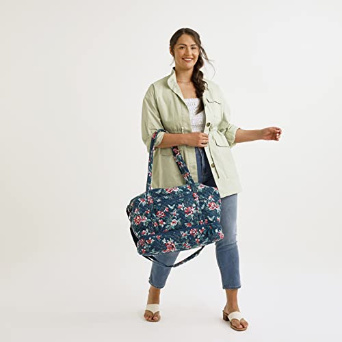 Vera Bradley Women's Cotton Deluxe Travel Tote Travel Bag, Bees Navy - Recycled Cotton, One Size