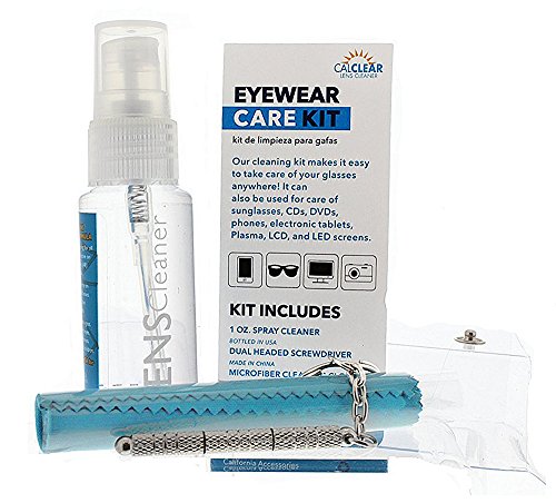 Eyeglass Cleaning & Repair Kit; 1oz Bottle Cleaning Spray, Microfiber Cleaning Cloth, Keychain Screwdriver, Pink