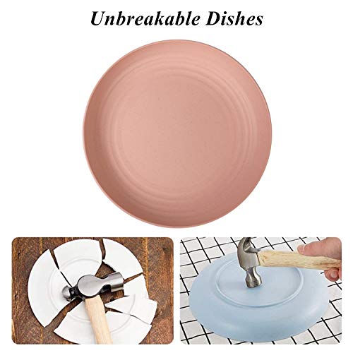 WANBY Lightweight Wheat Straw Plates Unbreakable Dinner Dishes Plates Set Non-Toxin Dishwasher & Microwave Safe BPA Free and Healthy (Small 6 Pack 5.9')