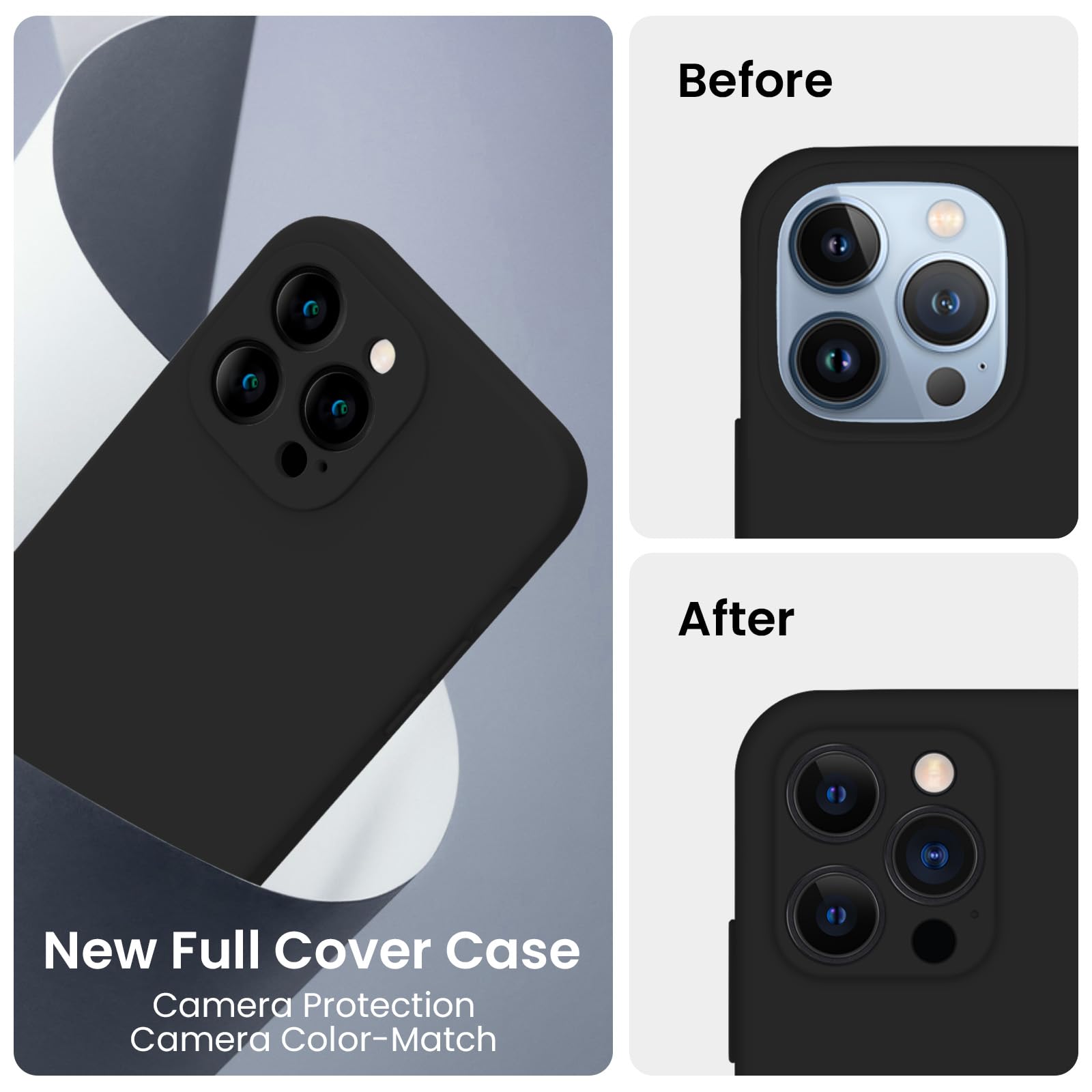 FireNova Designed for iPhone 13 Pro Max Case, Silicone [Camera Protection] Phone Case with [2 Screen Protectors], Soft Anti-Scratch Microfiber Lining Inside, 6.7 inch, Black