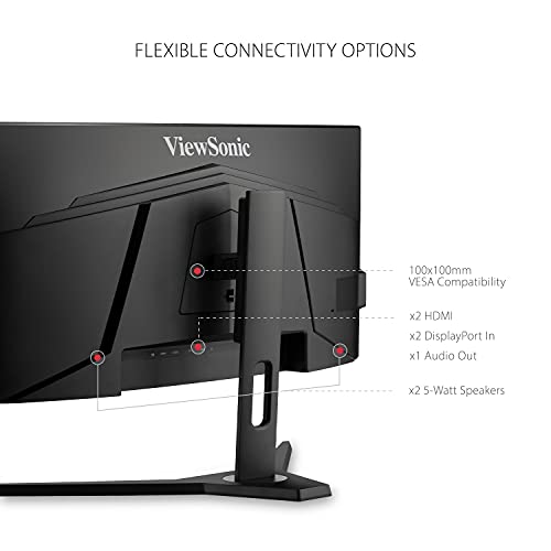 ViewSonic OMNI VX3418-2KPC 34 Inch Ultrawide Curved 1440p 1ms 144Hz Gaming Monitor with Adaptive Sync, Eye Care, HDMI and Display Port