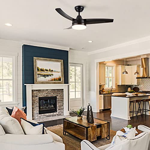 Wellspeed Ceiling Fans with Lights, Black Ceiling Fan, 42 Inch Modern Ceiling Fan with Remote Control,Adjustable Light and Dark, for Bedroom, Living Room, Patios