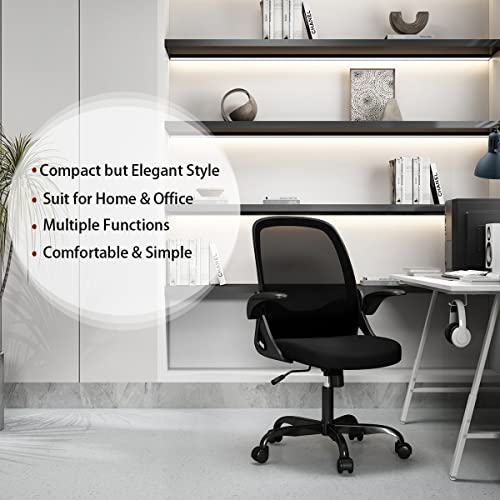 Sytas Office Chair Ergonomic Desk Chair Rolling Swivel Mesh Computer Task Chair with Flip-up Arms and Adjustable Height,for Adults and Kids,Black