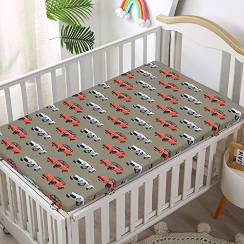 Cars Themed Fitted Crib Sheet,Standard Crib Mattress Fitted Sheet Soft & Stretchy Fitted Crib Sheet-Baby Sheet for Boys Girls, 28β x52β,Multicolor