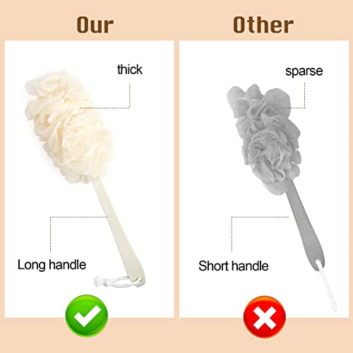 2Pack Back Scrubber for Shower,PIPUHA Loofah Sponge Shower Brush Using Body Exfoliating with Long Handle, Loofah on a Stick for Men Women, Bathing Accessories for Body Brushes (Red and Red)