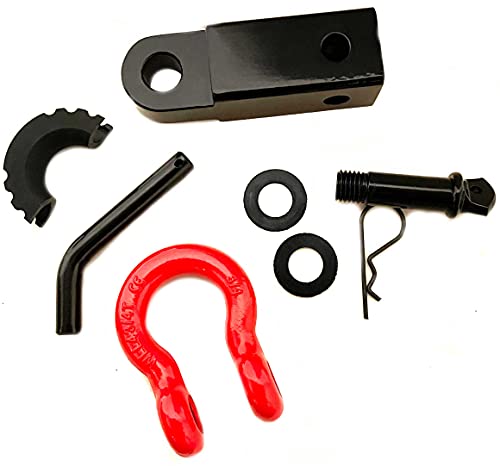 Shackle Hitch Receiver 2 inch - 35,000 Lbs Break Strength - Recovery Hitch Shackle Tow Point Bracket Heavy Duty Solid 3/4'' D Ring Hitch Towing Accessories Compatible with Trucks Jeeps and ATV Hitch