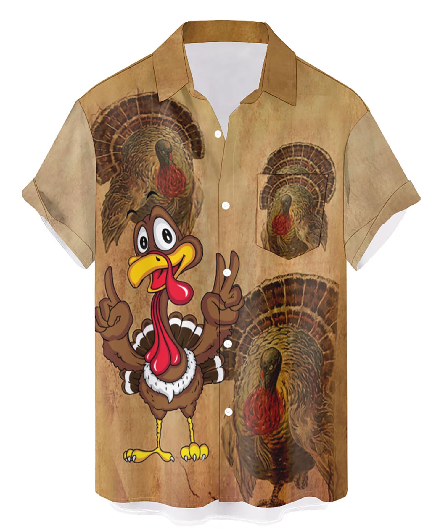 QIVICIMA Mens Thanksgiving Shirts Santa Claus Party Button Down Shirts X-Mas Funky Hawaiian Shirt AB Thanksgiving XXL