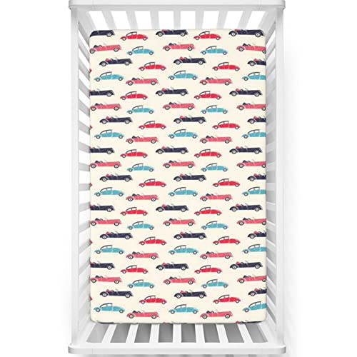 Cars Themed Fitted Crib Sheet,Standard Crib Mattress Fitted Sheet Soft and Breathable Bed Sheets-Baby Crib Sheets for Girl or Boy, 28“ x52“,Multicolor