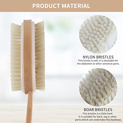 Detachable Dual-Sided Long Handle Shower Bath Brush with Soft and Stiff Bristles Back Scrubber Body Exfoliator Dry Brush Mlifasty