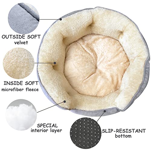 JOJHDR Pet Bed for Dog and Kitten, Soft and Durable Round Puppy Bed with Removable Cushion and Waterproof Oxford Bottom 28 Inch