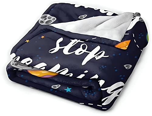 Zhung Ree Flannel Fleece Throw Blanket Quote Outer Space Pillowcase Cover Microfiber Durable Couch Blankets Home Decor Perfect for Bed and Sofa Super Soft Warm Blankets for All Season(50"x 40")