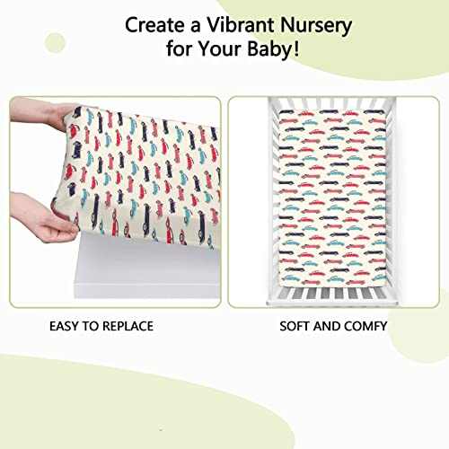 Cars Themed Fitted Crib Sheet,Standard Crib Mattress Fitted Sheet Soft and Breathable Bed Sheets-Baby Crib Sheets for Girl or Boy, 28β x52β,Multicolor