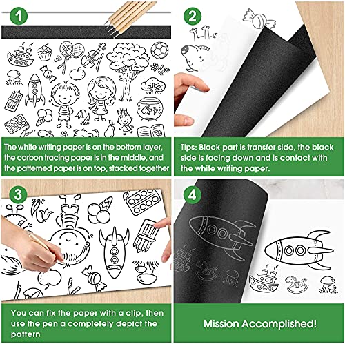 Carbon Paper for Tracing Graphite Transfer-Paper - PSLER 60 Pcs Black Graphite Paper for Tracing Drawing Patterns on Wood Projects Canvas Fabric Artist Lettering Sketch Drawing A4 Size 8.5 X 11 Inch¡
