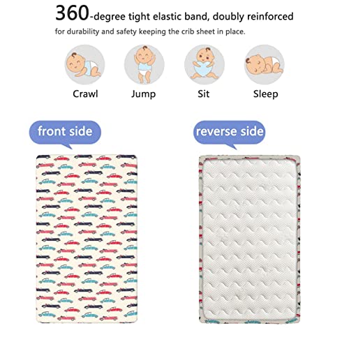 Cars Themed Fitted Crib Sheet,Standard Crib Mattress Fitted Sheet Soft and Breathable Bed Sheets-Baby Crib Sheets for Girl or Boy, 28β x52β,Multicolor