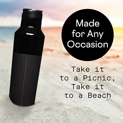Corkcicle Star Wars 20 Ounce Sport Canteen Triple Insulated Stainless Steel Water Bottle with Straw Cap and Folding Metal Handle, Darth Vader