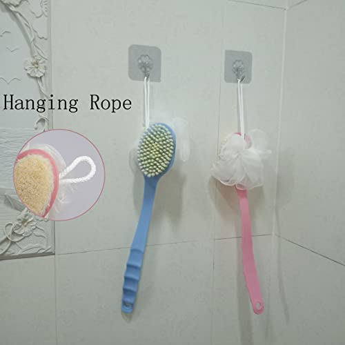 2 Pack Body Brush Back Scrubber for Shower Bath Back Scrubber with Soft Loofah and Bristles Back Scrubber Bath Mesh Sponge with Curved Long Handle Suitable for Wet or Dry, Women and Men (2PACK Set)