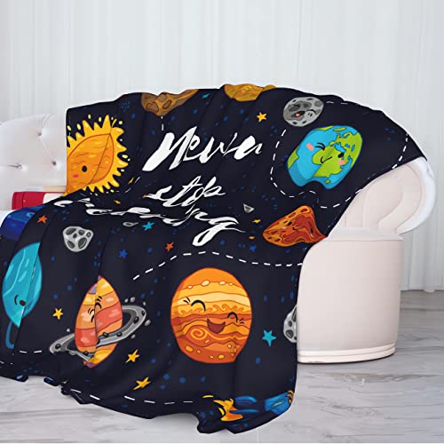Zhung Ree Flannel Fleece Throw Blanket Quote Outer Space Pillowcase Cover Microfiber Durable Couch Blankets Home Decor Perfect for Bed and Sofa Super Soft Warm Blankets for All Season(50"x 40")