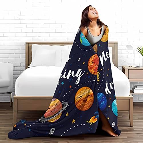 Zhung Ree Flannel Fleece Throw Blanket Quote Outer Space Pillowcase Cover Microfiber Durable Couch Blankets Home Decor Perfect for Bed and Sofa Super Soft Warm Blankets for All Season(50"x 40")