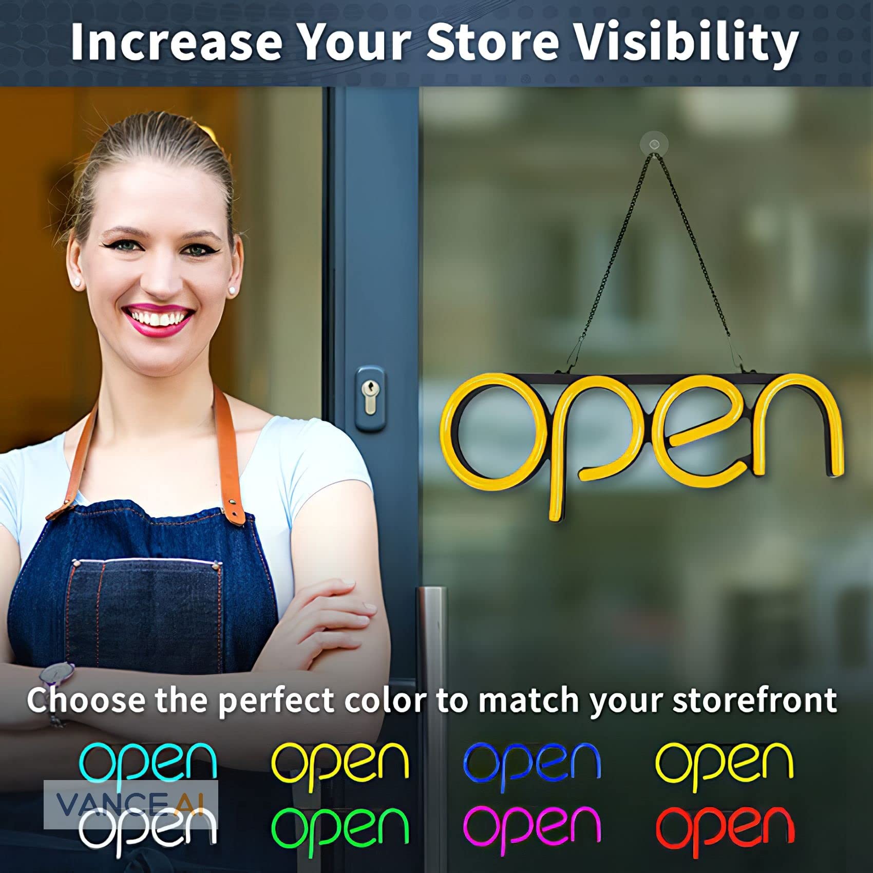 TZEXTZE Open LED Signs for Business,RGB Color Changing Neon Open Sign, 16x6 inches Open Window Sign with Remote Control & 12V Power Adapter for Storefront/Business Window