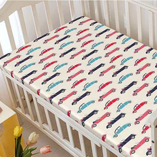 Cars Themed Fitted Crib Sheet,Standard Crib Mattress Fitted Sheet Soft and Breathable Bed Sheets-Baby Crib Sheets for Girl or Boy, 28β x52β,Multicolor
