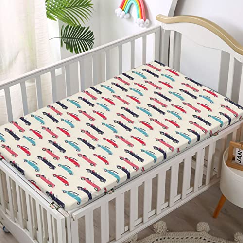 Cars Themed Fitted Crib Sheet,Standard Crib Mattress Fitted Sheet Soft and Breathable Bed Sheets-Baby Crib Sheets for Girl or Boy, 28β x52β,Multicolor