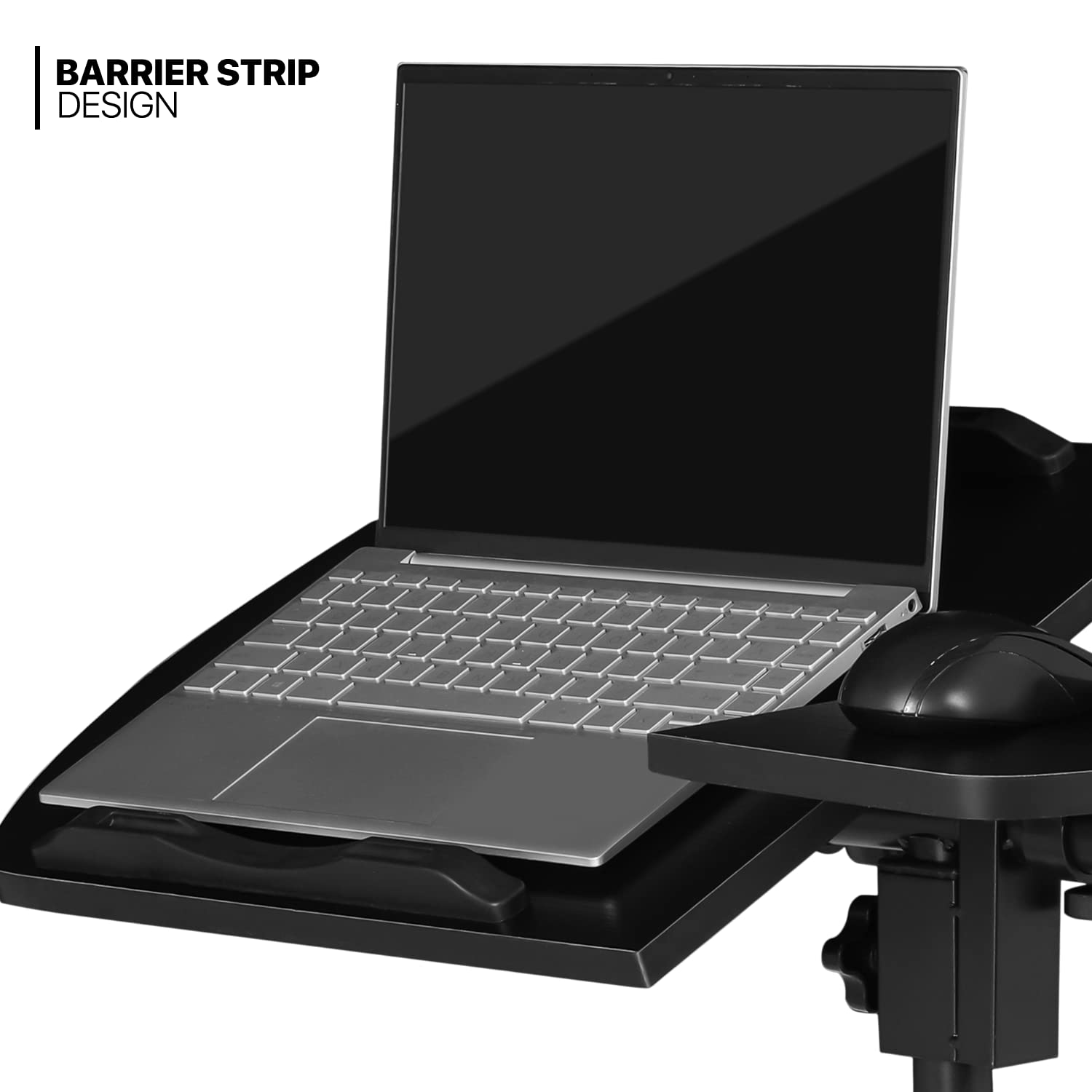 MoNiBloom Mobile Standing Desk, Tilting, Portable Height Adjustable Sit Stand Work Table Overbed Laptop Table Computer Cart with Wheels for Bed Couch Office, Black