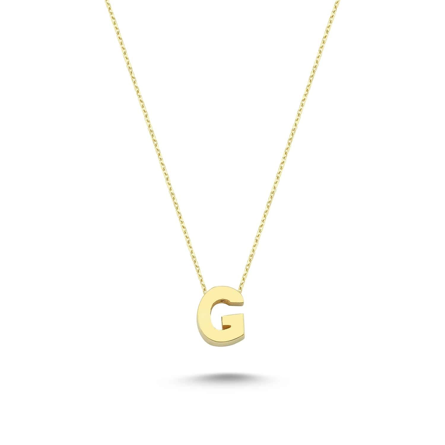 Wish Carat 14k Gold Letter Necklace - 14 Karat Gold Jewelry, Alphabet Letter Necklace, Yellow Gold Pendant, Initial Necklace 14k Solid Gold, Gold Necklace for Women | 18'', Gold, No Gemstone