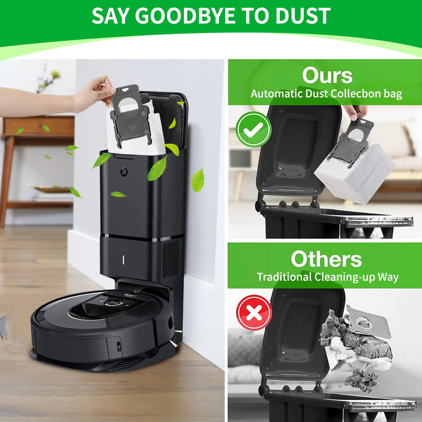 20 Pack Vacuum Bags - Compatible Replacement Dust Bags for iRobot i1+, i3+ (3550), i4+ (4552), i6+ (6550), i7+, i7Plus, j7+ (7550), i8+ & s9+ Series | Automatic Dirt Disposal Bags