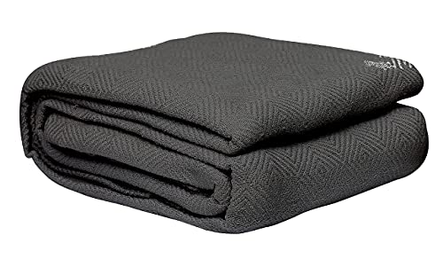 Cotton Throw Blanket Queen Size for Bed - Diamond Weave Blankets, Grey Soft Lightweight Woven Throw Blankets for Couch Bed Sofa Travel 100% Cotton Blankets & Throws - 90x90 inches