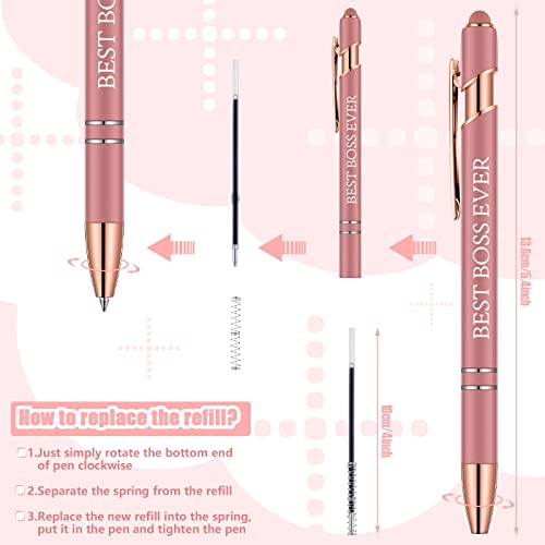 Chrisfall 10 Pieces Ballpoint Pens Office Inspirational Quotes Snarky Screen Touch Stylus Pen Encouraging Scriptures, Black Ink (Rose Gold, Boss Lady)¡