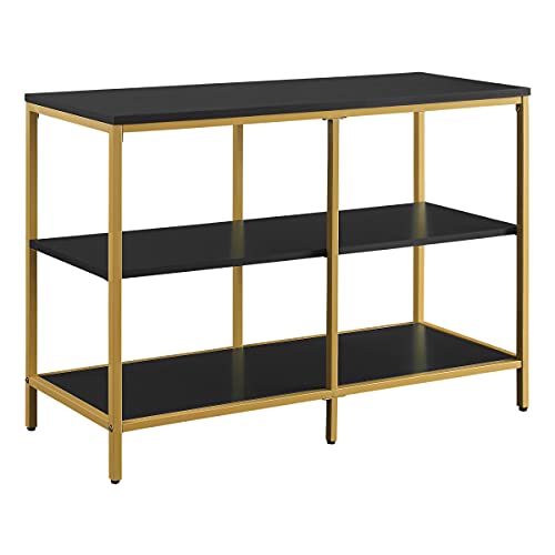 OSP Home Furnishings Modern Life Contemporary Double 3 Shelf Bookcase and Credenza, Black
