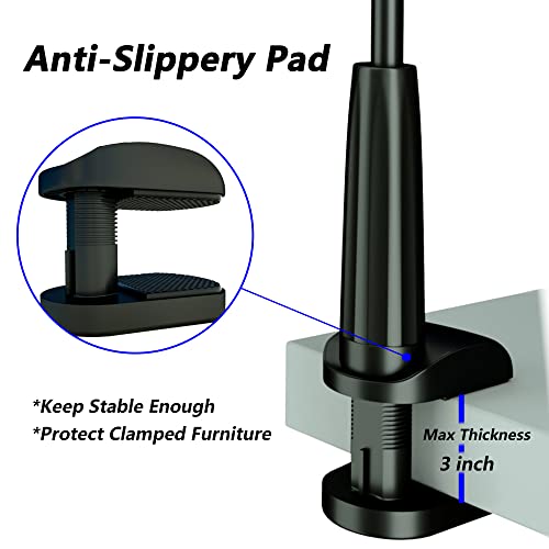 Cell Phone Clip on Stand Holder - with Grip Flexible Long Arm Gooseneck Bracket Mount Clamp for iPhone X/8/7/6/6s/5 Samsung S8/S7, used for bed, desktop, Black