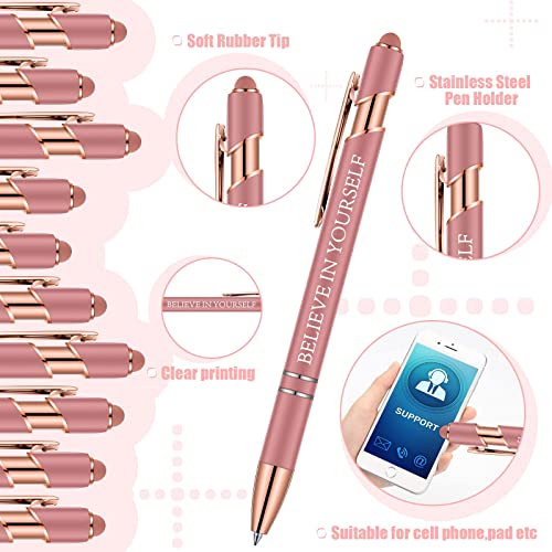 Chrisfall 10 Pieces Ballpoint Pens Office Inspirational Quotes Snarky Screen Touch Stylus Pen Encouraging Scriptures, Black Ink (Rose Gold, Boss Lady)¡