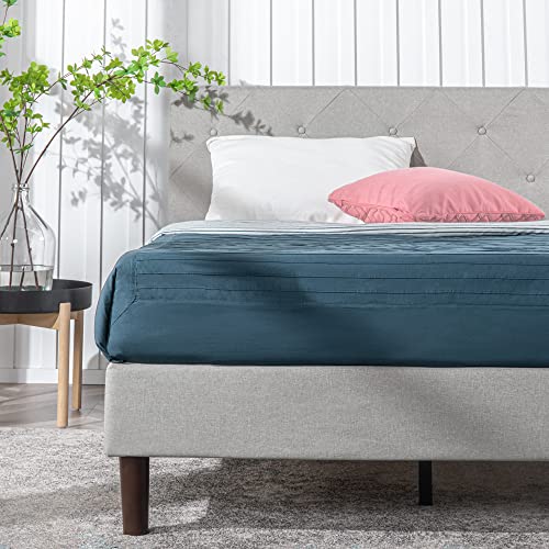 ZINUS Shalini Upholstered Platform Bed Frame / Mattress Foundation / Wood Slat Support / No Box Spring Needed / Easy Assembly, Light Grey, Full